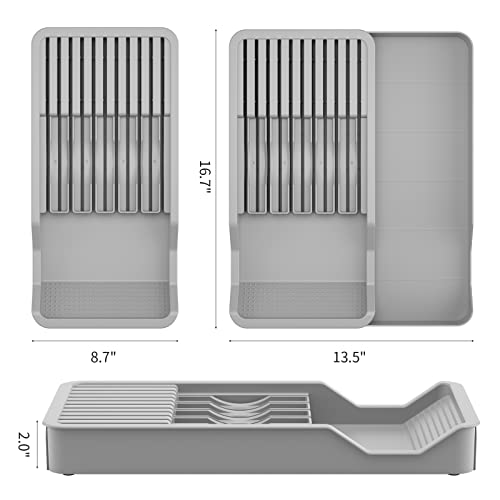 Silverware Organizer Storage Tray,Cutlery Expandable Organizer for Kitchen Drawer Holding Flatware Spoons Forks In-Drawer Knife Block,Kitchen Knife Drawer Organizer