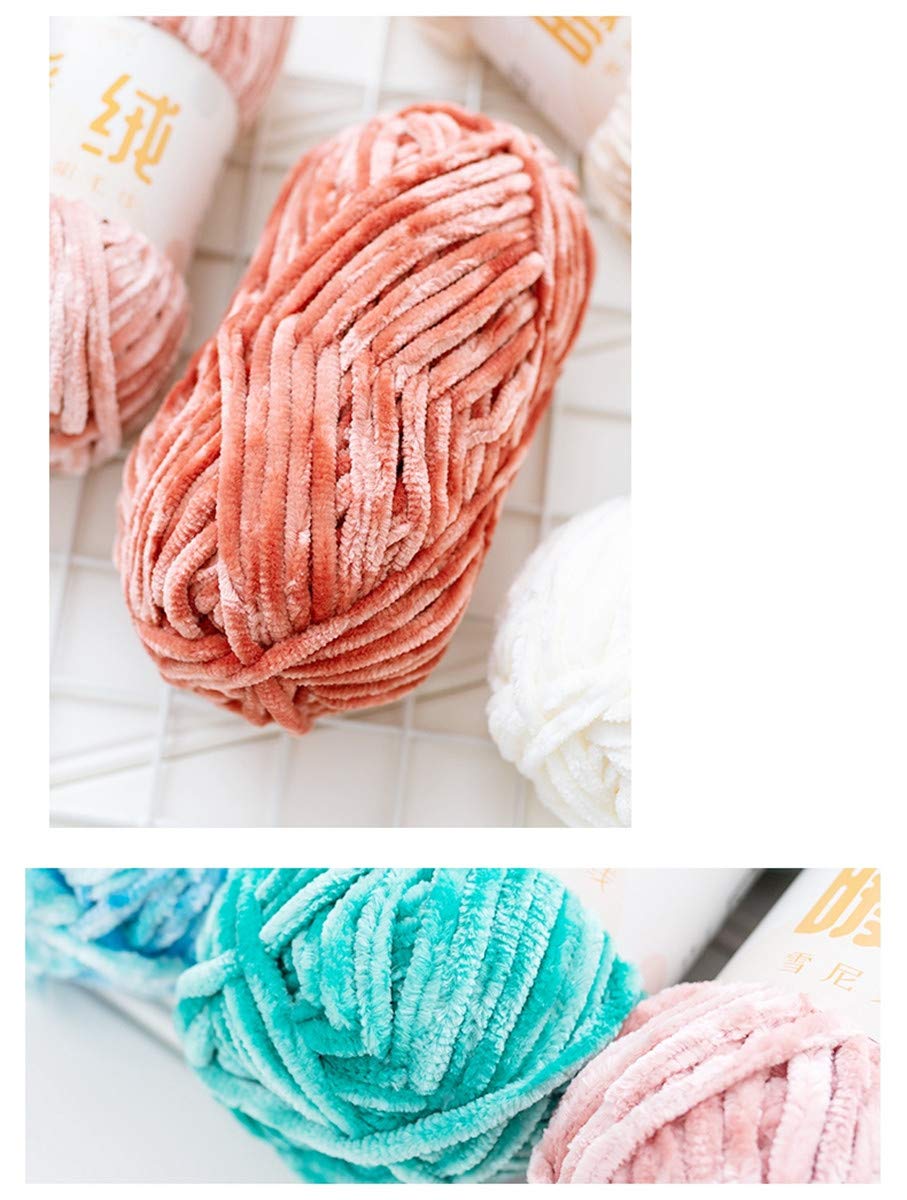 2 Pack Chenille Velvet Yarn Knitting Wool Thick Warm Crochet Knitting Yarns for DIY Hand-Knitted Fabric Art Bag Sweater Doll 200g
