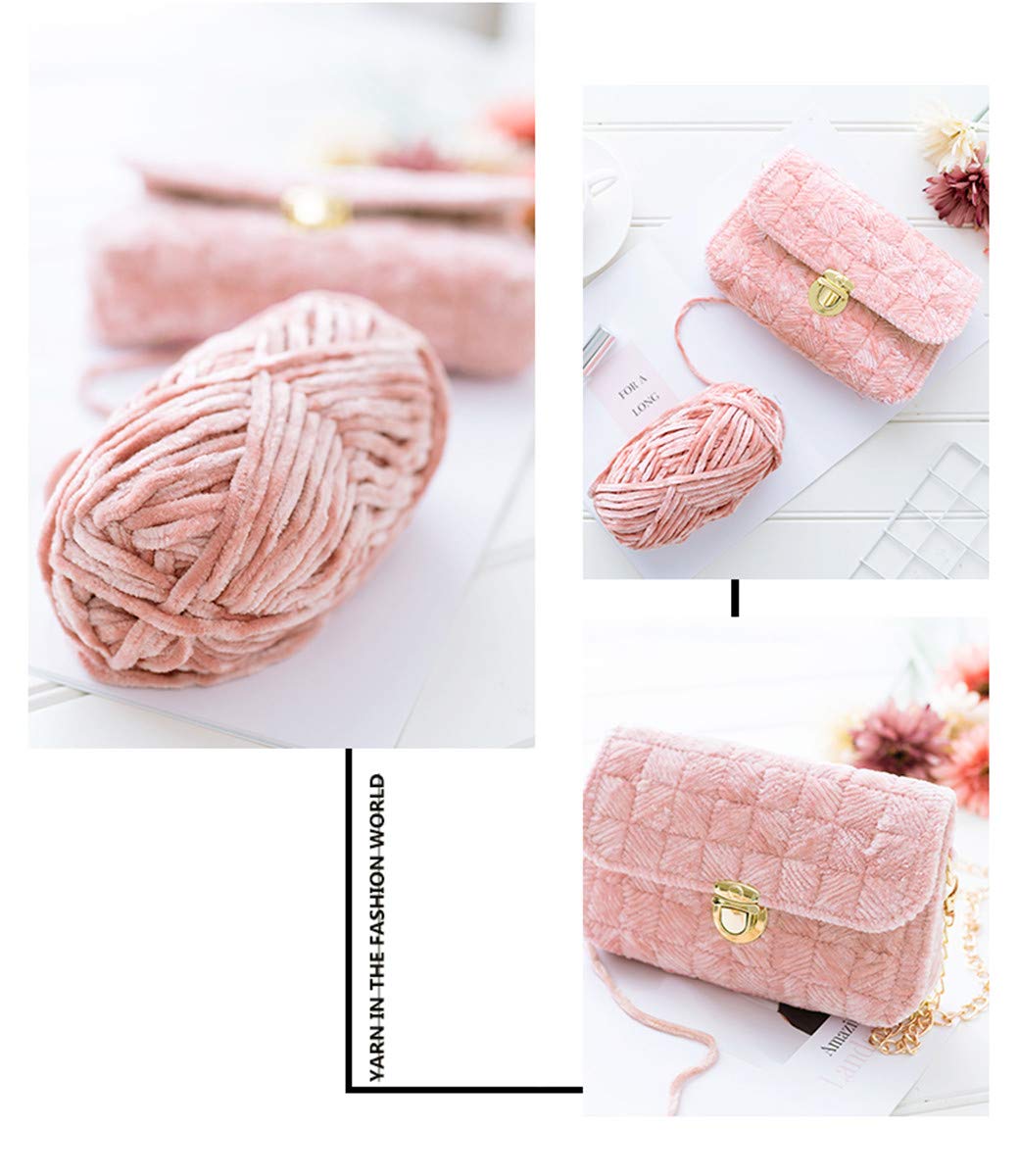 2 Pack Chenille Velvet Yarn Knitting Wool Thick Warm Crochet Knitting Yarns for DIY Hand-Knitted Fabric Art Bag Sweater Doll 200g