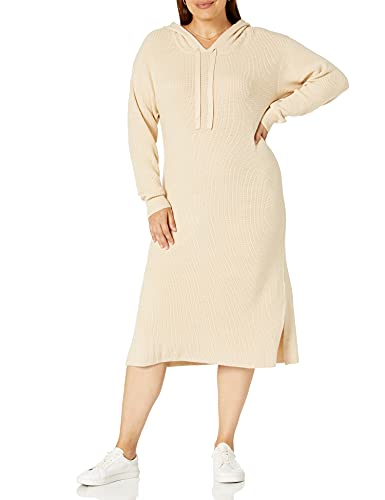 The Drop Women's Claudia Cuddle Hoodie Midi Dress, Crème Brulee, XL