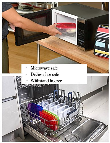 Mealcon Meal Prep Containers 3 Compartment Food Storage Containers Microwave Dishwasher Freezer Safe (Color mixing, 7 PACK (3compartment))