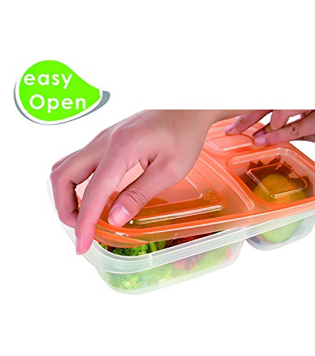 Mealcon Meal Prep Containers 3 Compartment Food Storage Containers Microwave Dishwasher Freezer Safe (Color mixing, 7 PACK (3compartment))