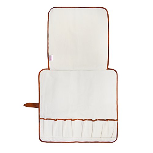 Boldric One Buckle Water Buffalo Leather Chef Knife Bag - Professional Grade Roll Travel Knife Case β 8 Tool Holder Slots For Knives Pens Pencils Spoons (Tan)