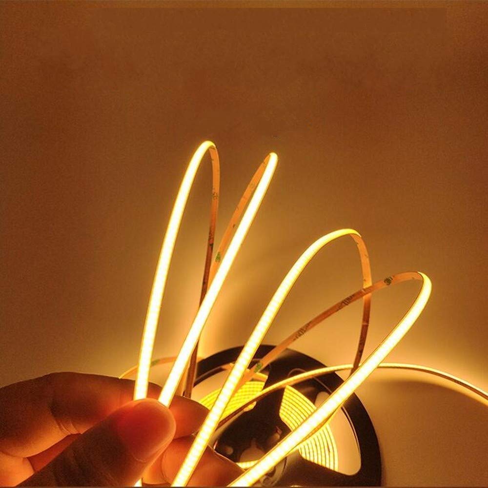 DC12v LED Strip Lighting,5mm width 6.6ft/2m Night Light, 480LEDs/M Uniform Glow COB Bendable Tape Light, Cutting Designed Rope Light, Flexible Counter Light for Bedroom, Cabinet (cold white 6000K)