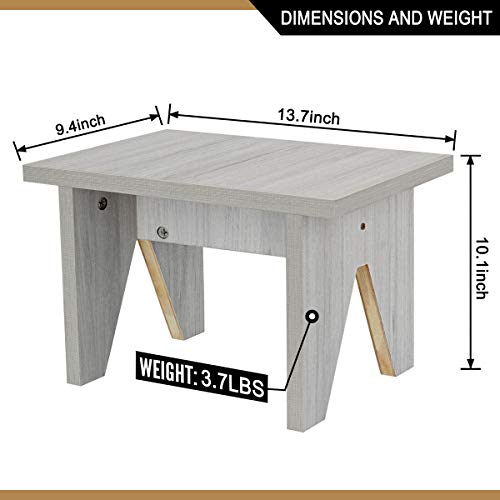 Ouya Wooden Step Stool for Adults and Kids Sturdy Footstool with Non Slip Pads for Kitchen Garden and Bedroom Capacity 400 to 500lbs Dark Grey
