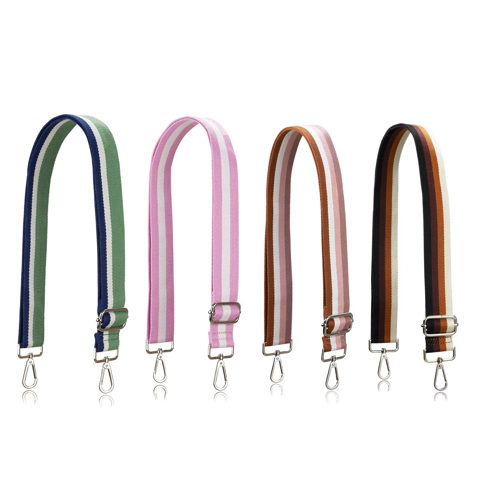 Allzedream Purse Strap Replacement Crossbody Handbag Stripe Wide Adjustable (Brown Pink, Silver Hardware)