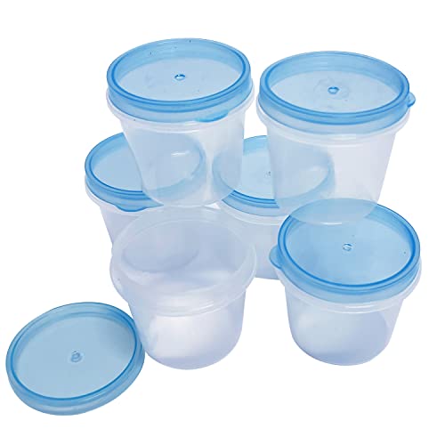 STRAWZY - 6 Sets, 1.2 OZ Reusable and Salad Dressing Container and Condiment Containers, Baby Food Storage Containers Microwave & Dishwasher Safe