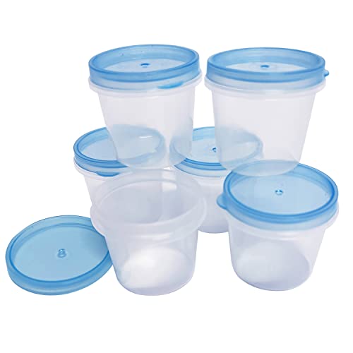 STRAWZY - 6 Sets, 1.2 OZ Reusable and Salad Dressing Container and Condiment Containers, Baby Food Storage Containers Microwave & Dishwasher Safe