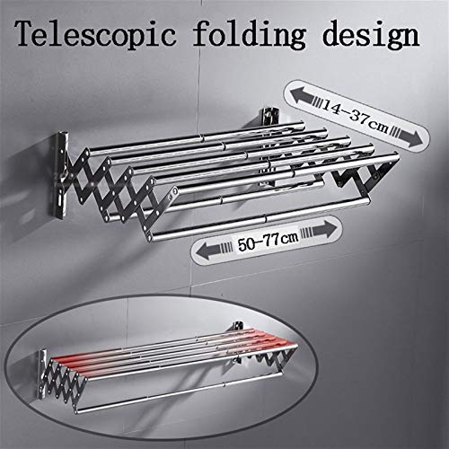 YAWEDA Rust-Proof and Space-Saving Indoor and Outdoor Hangers Stainless Steel Durable Wall Mount Clothes Double Pole Drying Rack for Bathroom Kitchen Hotel (Size : 50-77cm)