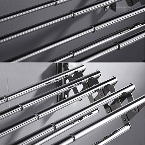 YAWEDA Rust-Proof and Space-Saving Indoor and Outdoor Hangers Stainless Steel Durable Wall Mount Clothes Double Pole Drying Rack for Bathroom Kitchen Hotel (Size : 50-77cm)