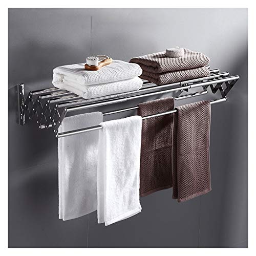 YAWEDA Rust-Proof and Space-Saving Indoor and Outdoor Hangers Stainless Steel Durable Wall Mount Clothes Double Pole Drying Rack for Bathroom Kitchen Hotel (Size : 50-77cm)