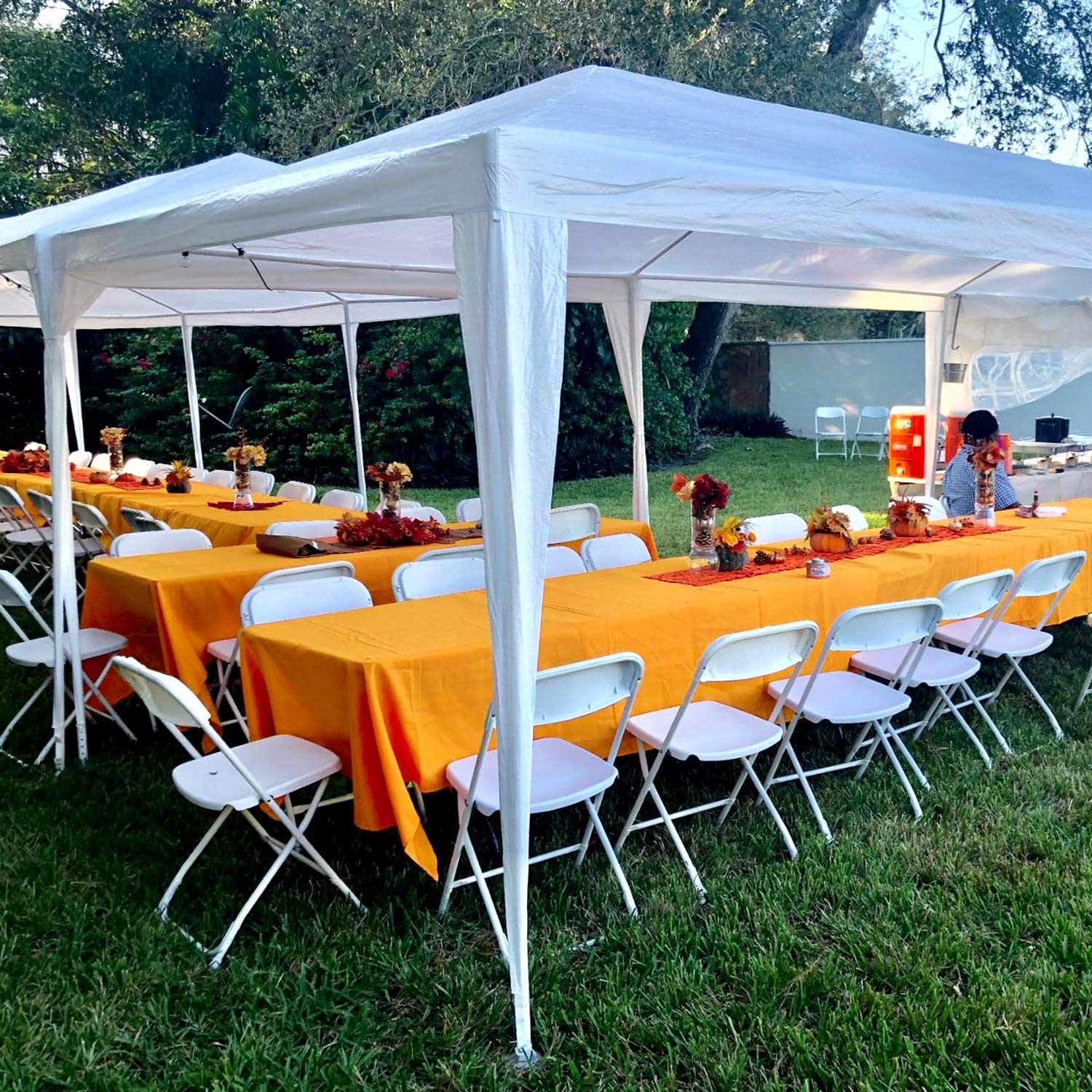 HCY 10'x30' Party Tent Heavy Duty Outdoor Gazebo Canopy with 8 Removable Sidewalls for Outdoor Wedding, BBQ, Camping, Backyard (White)