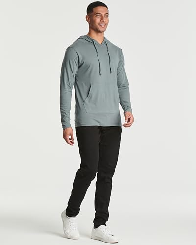 3 Pack: Men’s Cotton Lightweight Hoodie Long Sleeve Hooded T Shirt Sweatshirt French Terry Casual Performance Active Athletic Workout Gym Quick Dry Fit Jersey Pullover UPF 50 Outdoor-Set 3,L