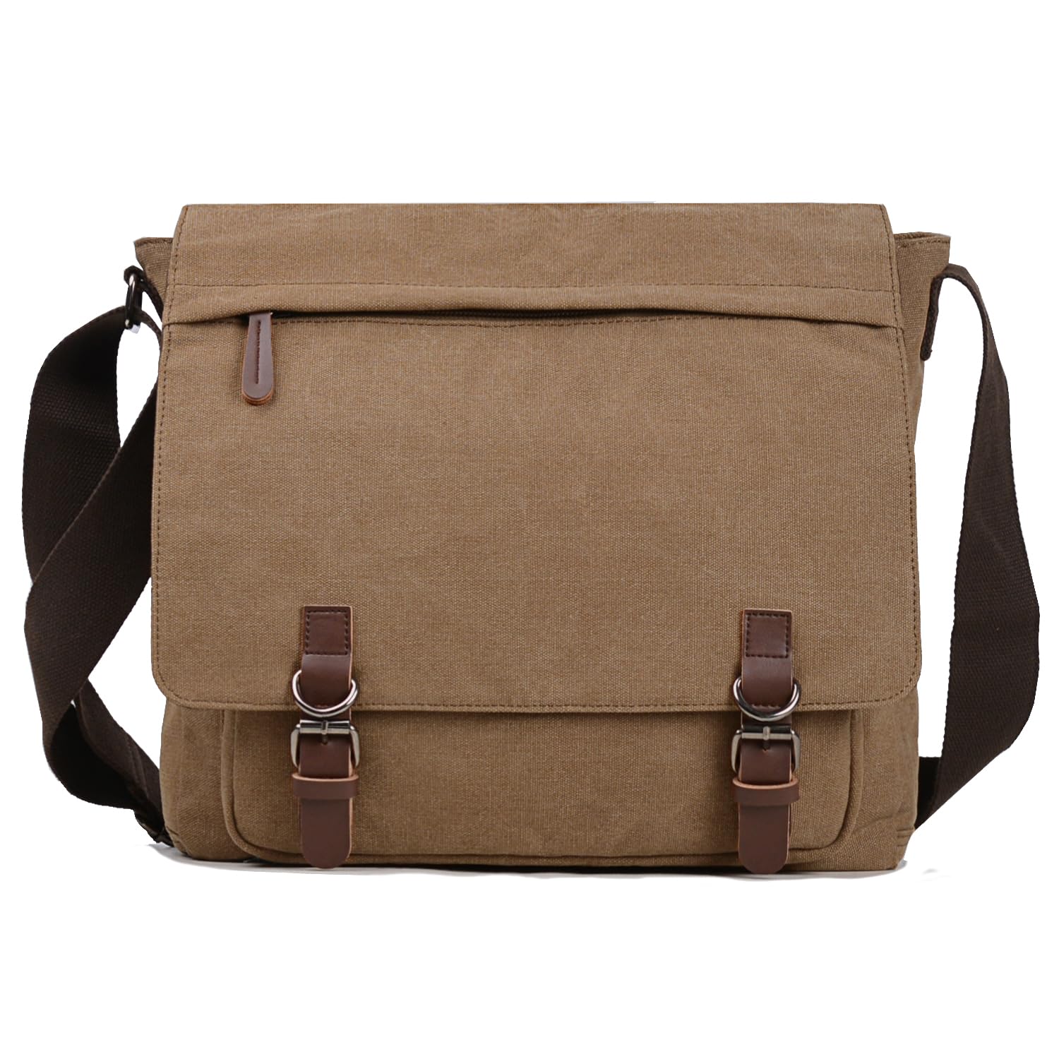 Canvas Messenger Bag for Men Women,Travel Satchel Shoulder bag 15.6 Inch Laptop Bags Business (Coffee)