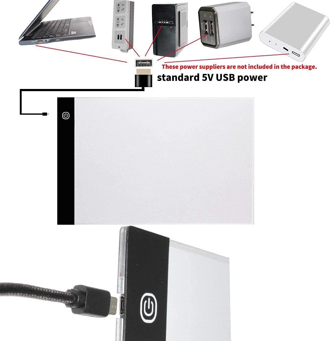 Portable A4 Tracing LED Board Light Box, Ultra-Thin Dimmable USB Cable Powered Artcraft Trace Light Pad Copy Boxes for Artists Tattoo Drawing, Sketching Tracer, Animation, X-ray