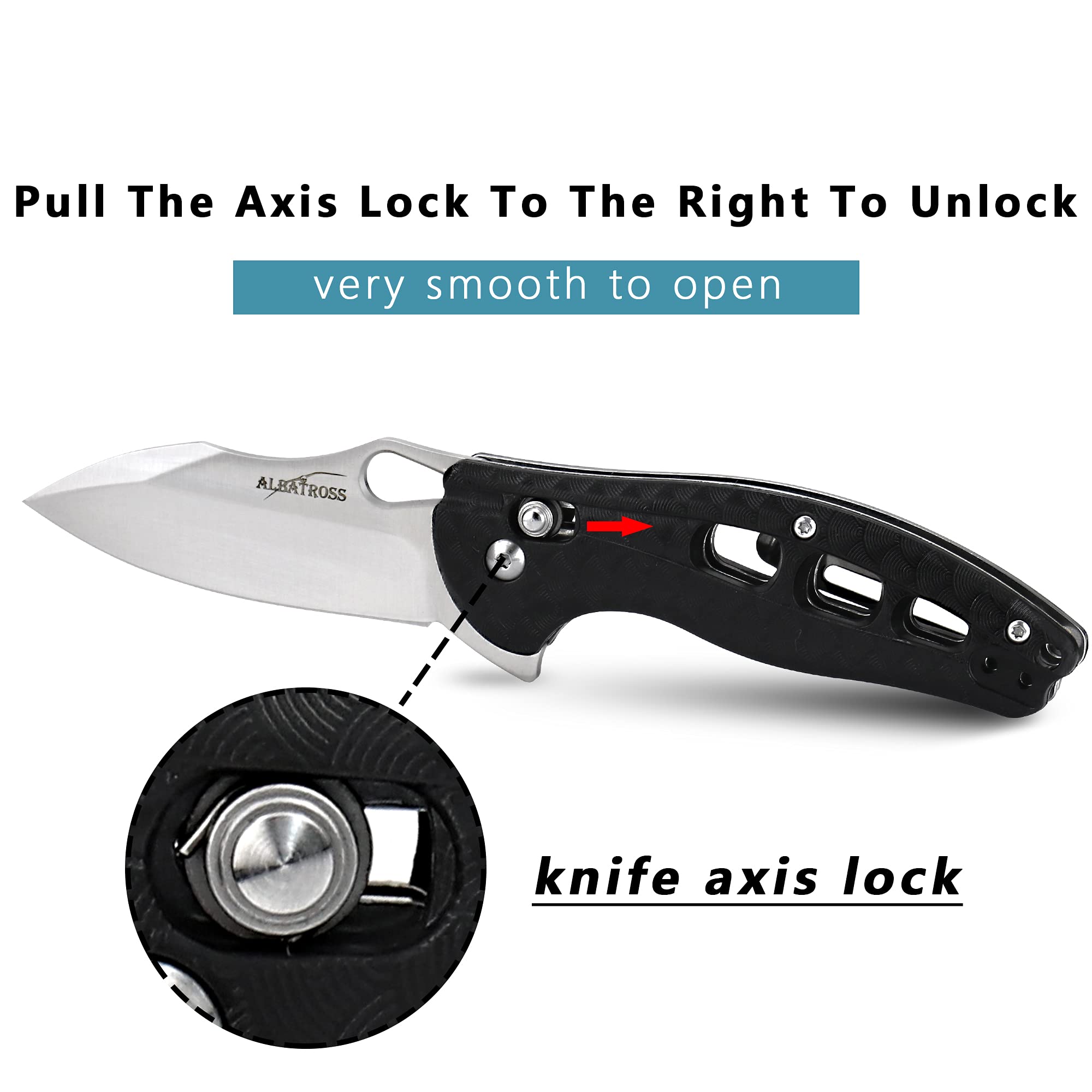 ALBATROSS 7.25" EDC Axis Lock Ball Bearing Assisted Opening Folding Pocket Knife with Satin Blade FRN Handle FK036SC-BK