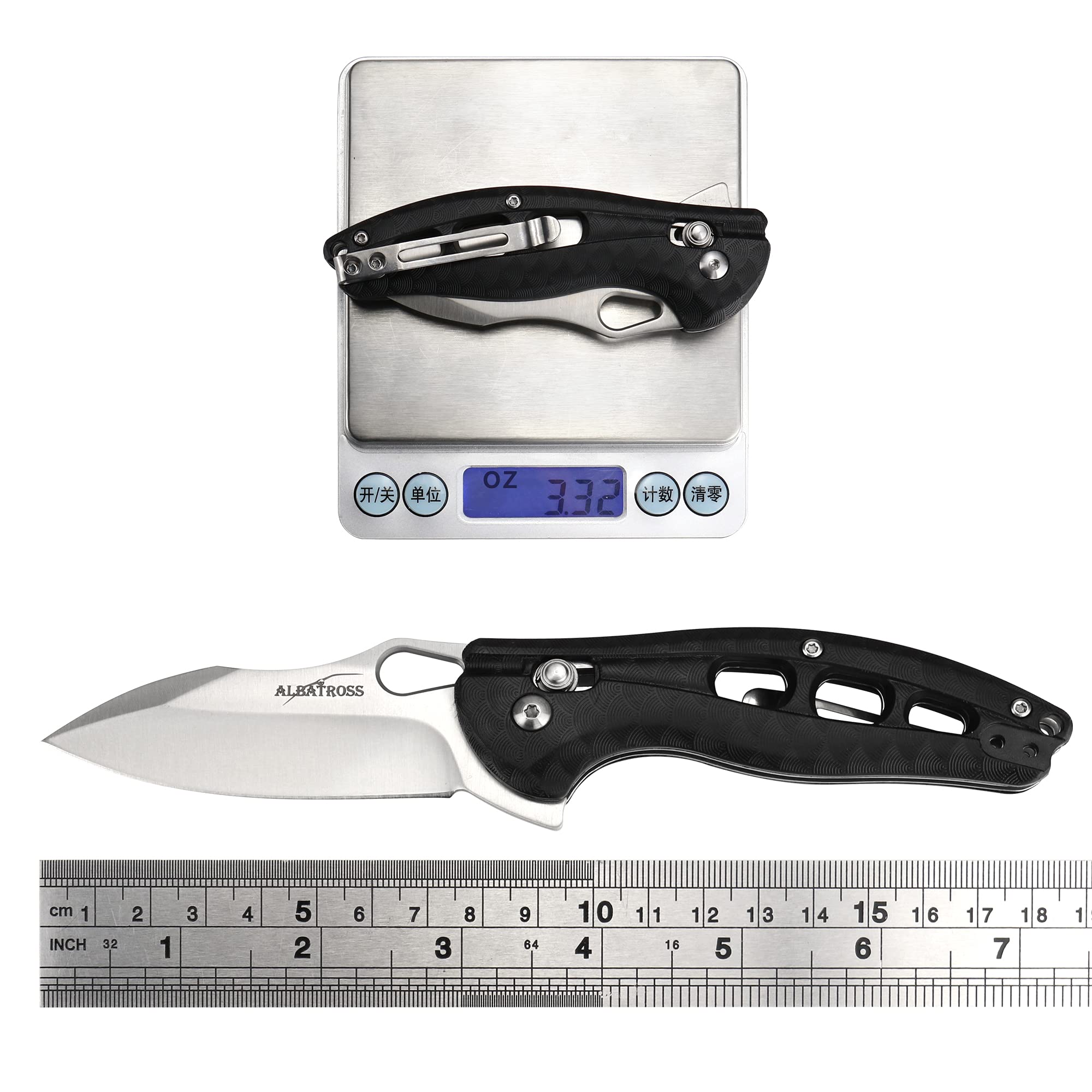 ALBATROSS 7.25" EDC Axis Lock Ball Bearing Assisted Opening Folding Pocket Knife with Satin Blade FRN Handle FK036SC-BK