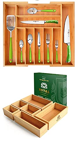 ROYAL CRAFT WOOD Silverware Drawer Organizer and Storage Box Set of 5