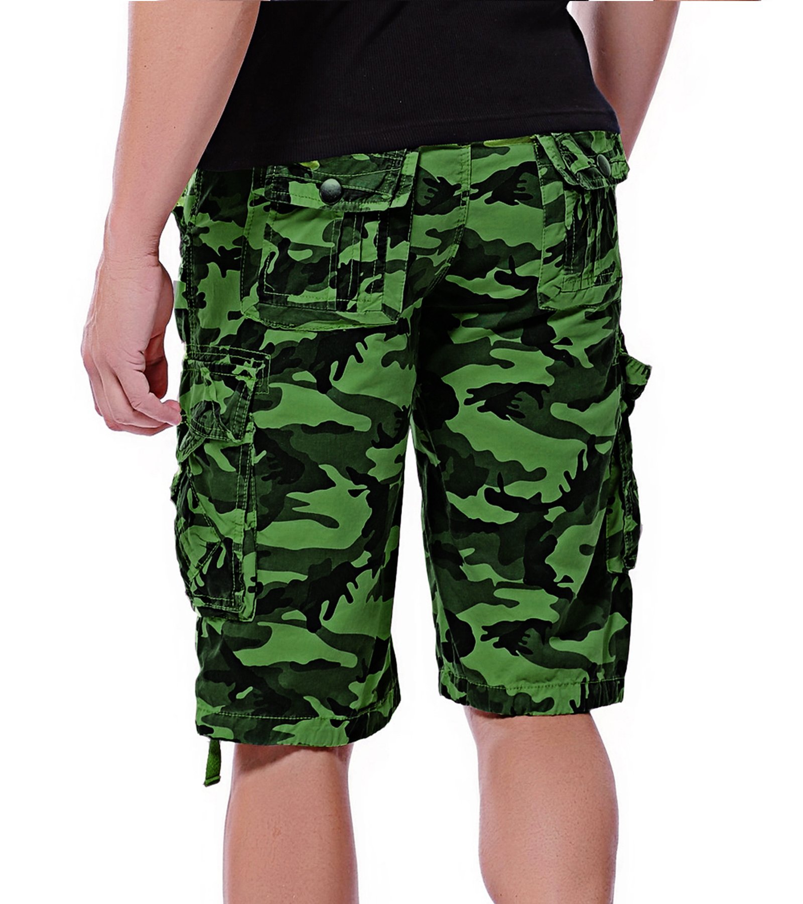 HODZAIW Mens Camo Cargo Shorts Cotton Loose Fit Outdoor Cargo Shorts Lightweight