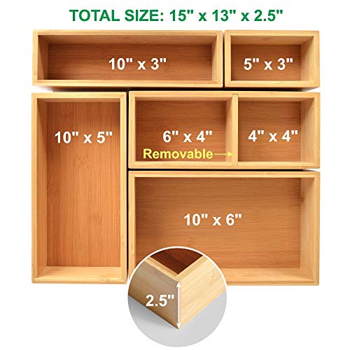 ROYAL CRAFT WOOD Silverware Drawer Organizer and Storage Box Set of 5