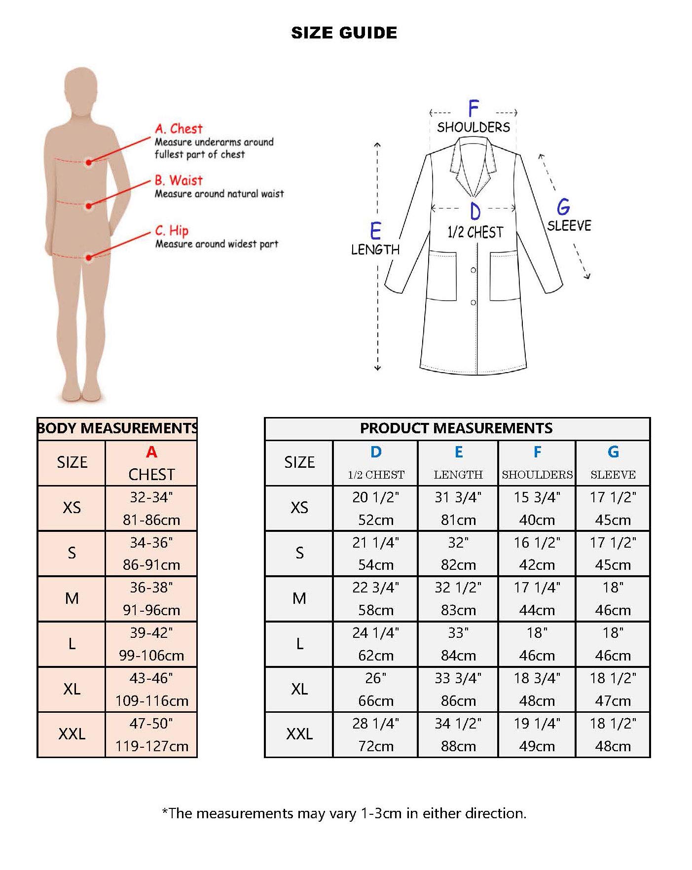 TAILOR'S Embroidered Women's 3/4 Sleeve Lab Coat Personalized with Your Text White