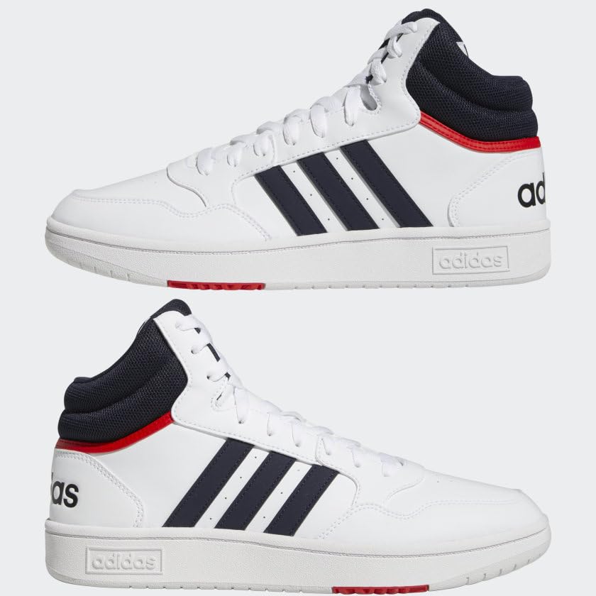 adidas Adult Hoops 3.0 Mid White/Legend Ink/Vivid Red 11