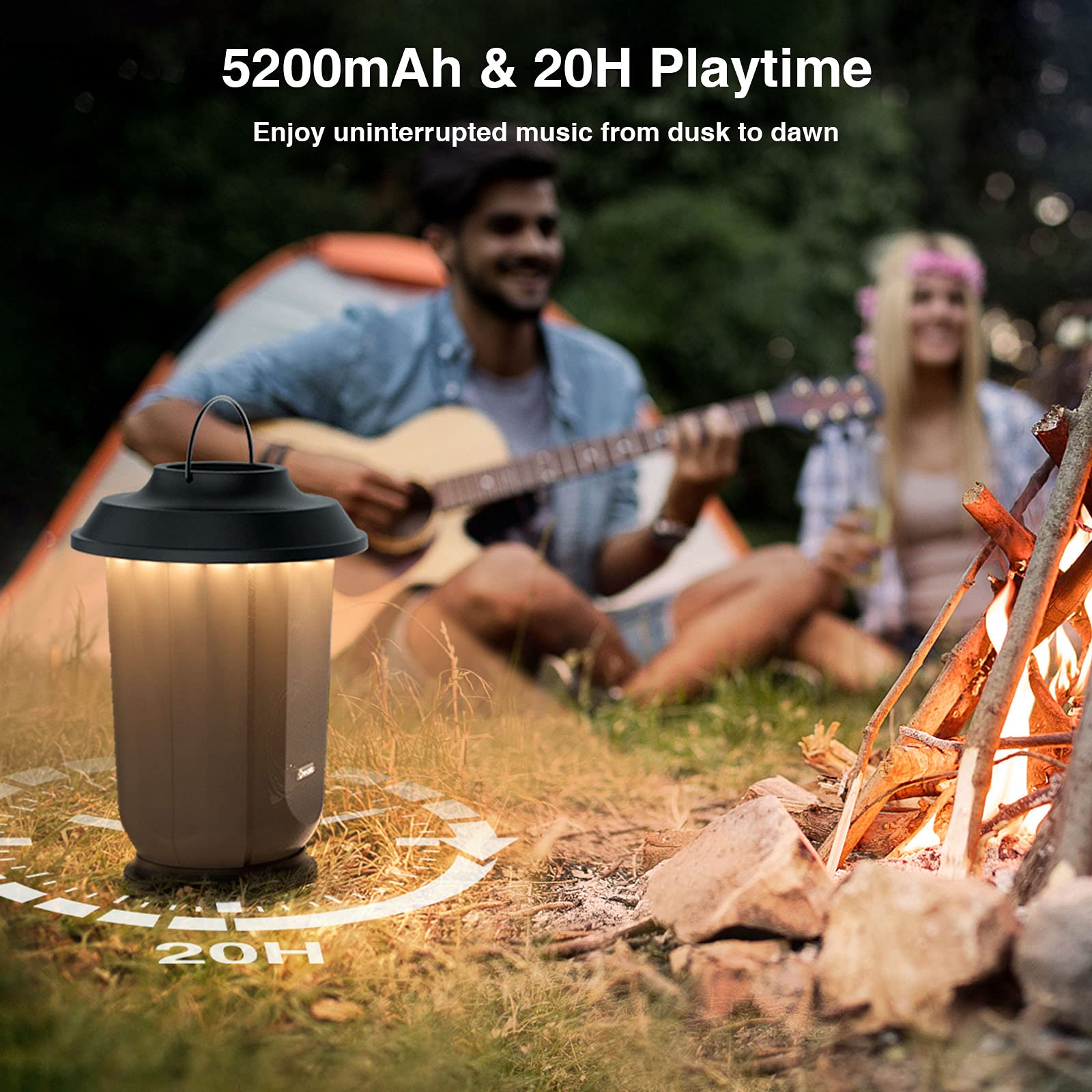 Onforu Outdoor Bluetooth Speaker with LED Lights, 2 Pack Wireless Loud Stereo Sound Lantern Speakers, True Wireless Stereo Pairing Patio Speaker for Christmas Party Garden, Bluetooth 5.0
