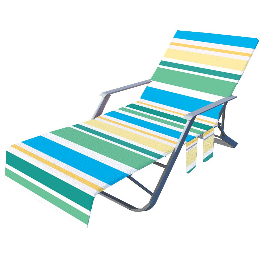 CNKOBE Beach Chair Towel with Side Pockets,Microfiber Chaise Lounge Chair Towel Covers for Sun Lounger Pool Sunbathing Beach Hotel Vacation,Easy to Carry Around,No Sliding (12, 78.7''x29.5'')