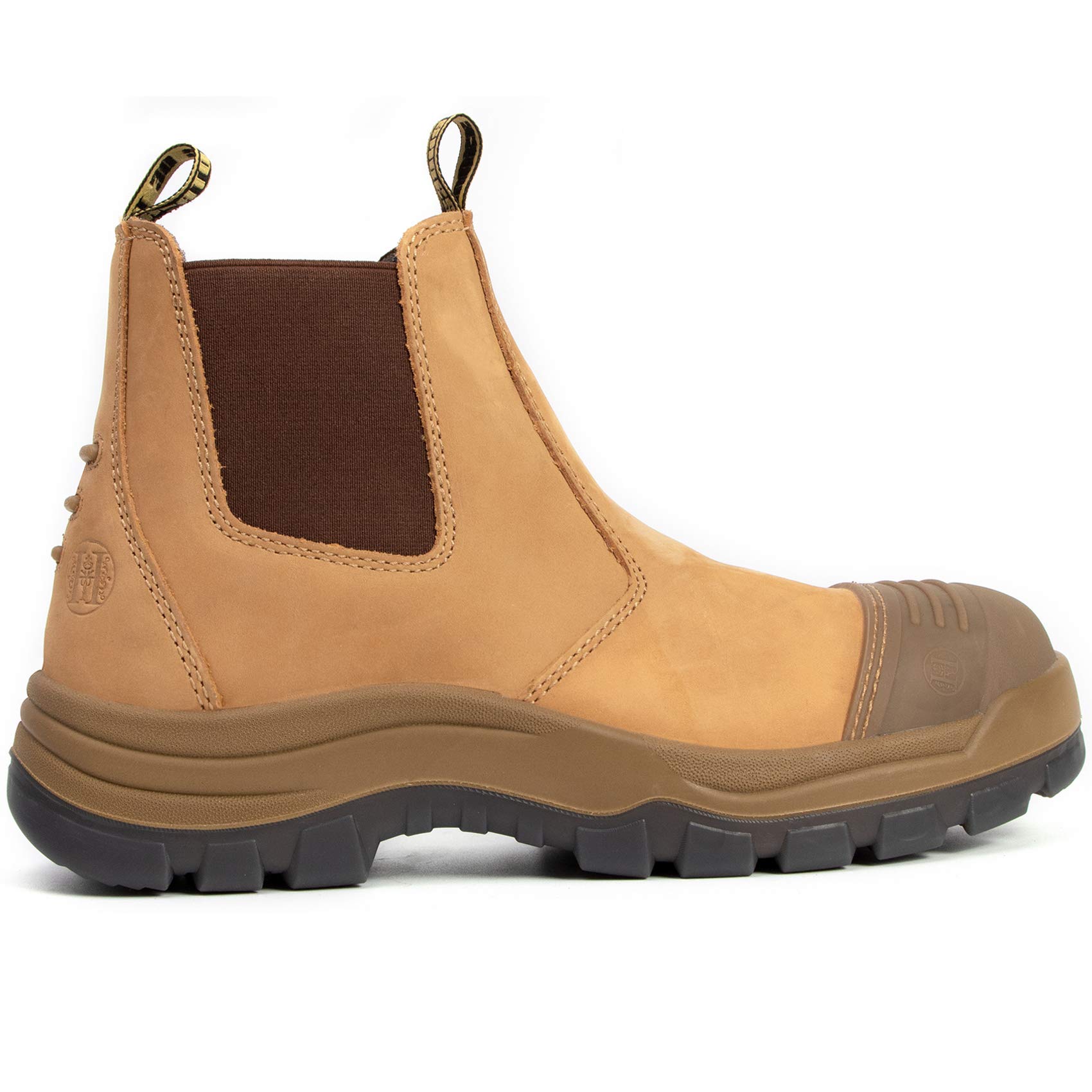 DIIG Work Boots for Men, Steel Toe Waterproof Working Boots, Slip Resistant Anti-Static Slip-on Safety Working Shoes 8 9 10 11 12 13 (TAN/822EE, 9.5)