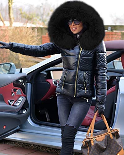 tiptupu Women's Hooded Warm Winter Down Coats Quilted Thicken Puffer Jackets with Zipper (as1, alpha, s, regular, regular, Black Black)