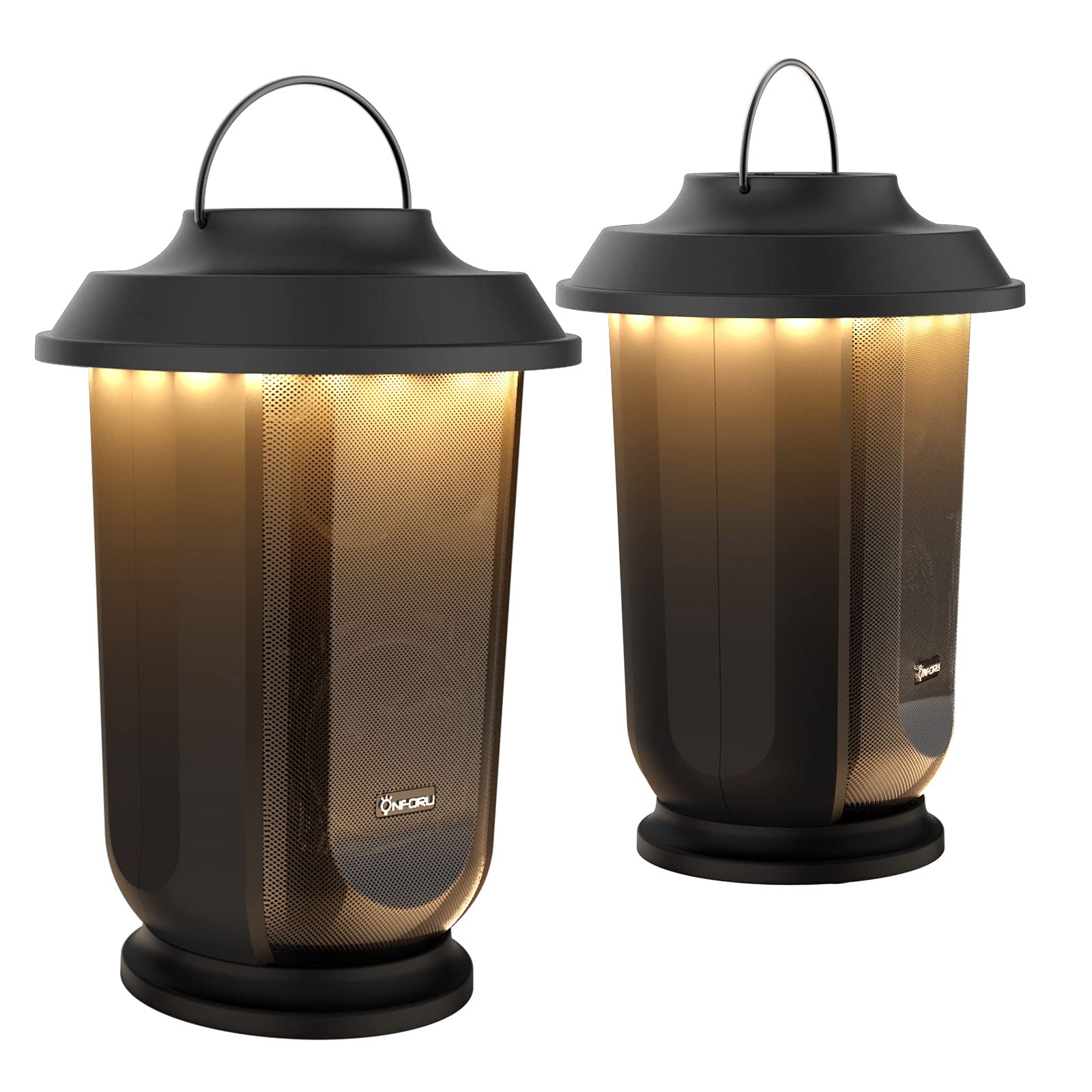 Onforu Outdoor Bluetooth Speaker with LED Lights, 2 Pack Wireless Loud Stereo Sound Lantern Speakers, True Wireless Stereo Pairing Patio Speaker for Christmas Party Garden, Bluetooth 5.0