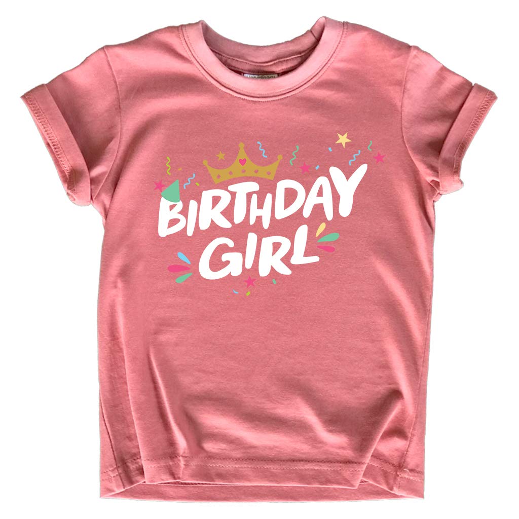Birthday Girl Shirt Crown 1st First 2nd Two 3rd 4th 5th Toddler Birthday Outfit (Mauve, 4 Years)