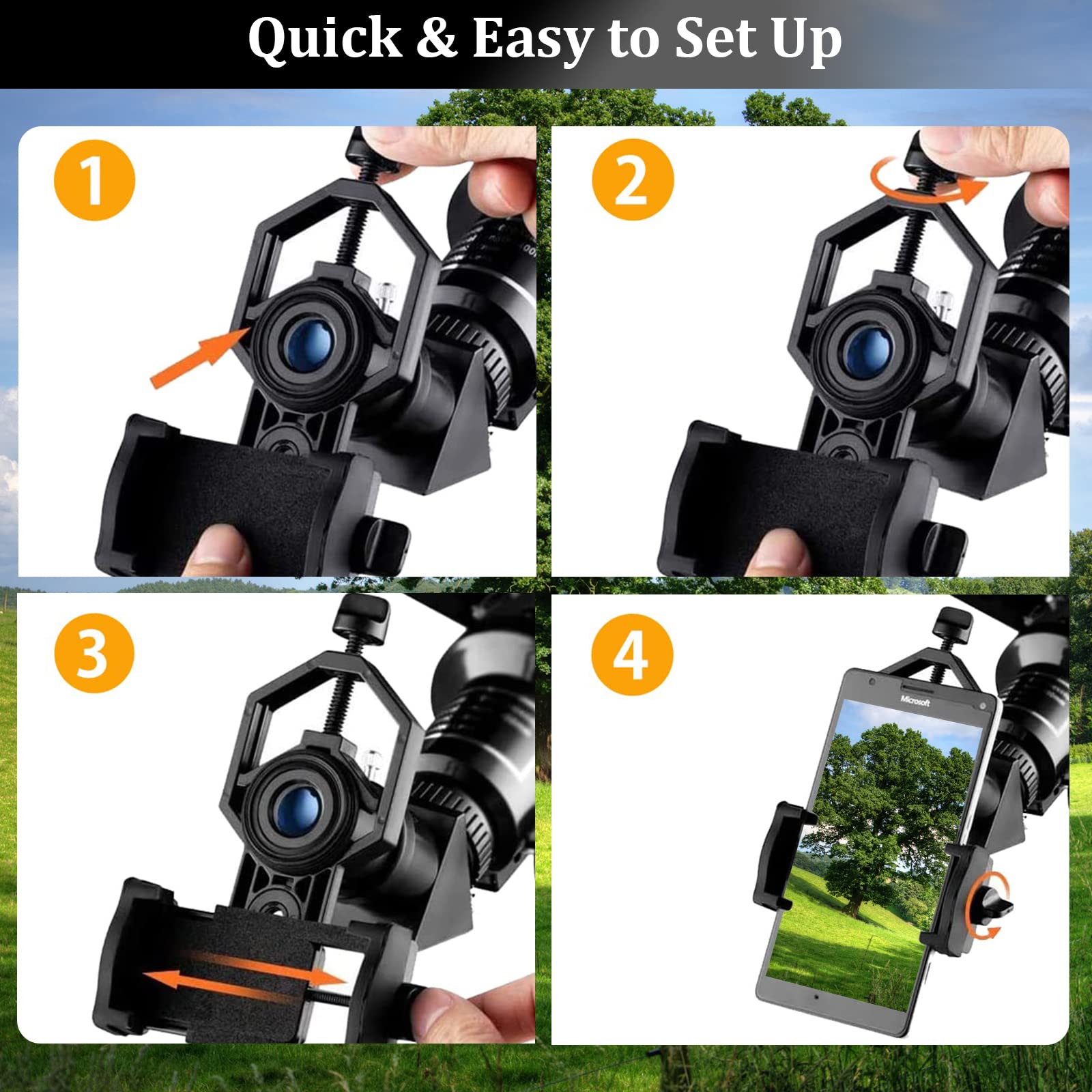 ToopMount Universal Smartphone Adapter Cell Phone Adapter Mount, Compatible Binocular Monocular Spotting Scope Telescope Microscope, Astronomical Telescope, for Record Nature World Black