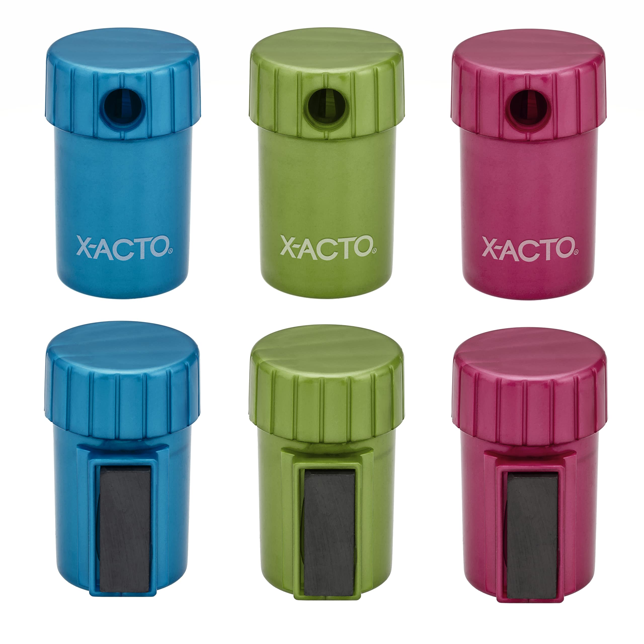 X-ACTO Magnetic Rotating Top Manual Pencil Sharpener, Assorted Colors, 6 Count