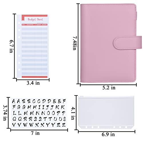 Antner Budget Binder with Zipper Envelopes & Expense Tracker Sheets for Budgeting, A6 Money Saving Binder, Budget Book Planner with Cash Envelopes, Savings Binder for Money Saving, Pink