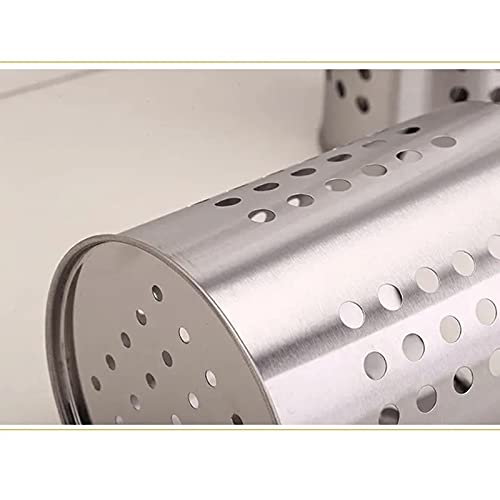 Yalych Utensil Caddy Creative Stainless Steel Cutlery Holder ,Drainer Rack Chopsticks Tube Kitchen Storage Box, Spoon Fork Cutlery Shelf Organizer Pen Holder (Size : Medium)