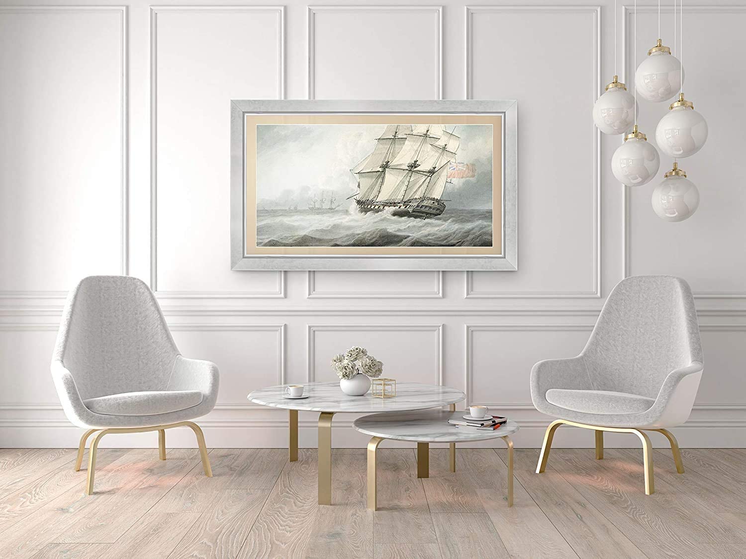 Frame My TV Deco TV Frames - Contemporary Silver Smart Frame Compatible ONLY with Samsung The Frame TV (55", Fits 2021-2025)