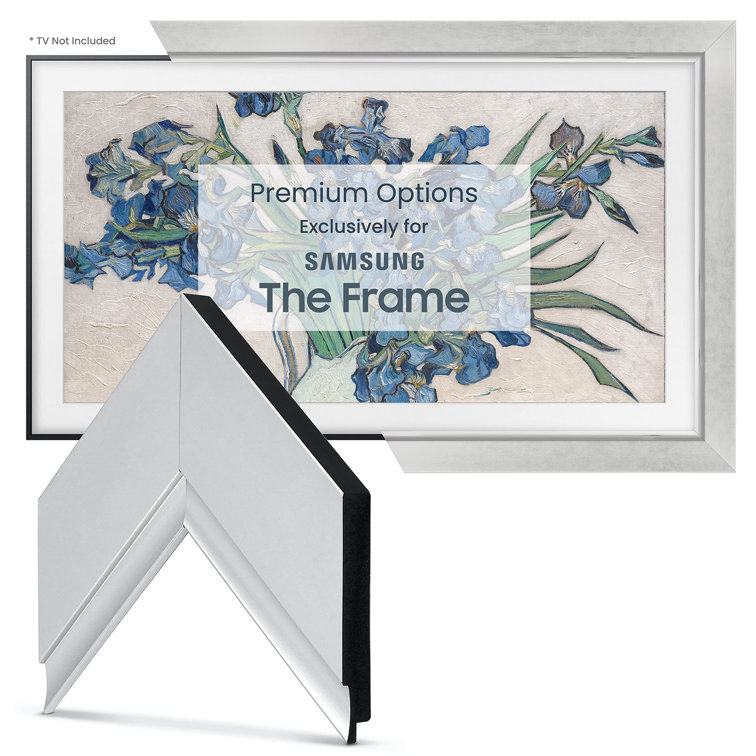 Frame My TV Deco TV Frames - Contemporary Silver Smart Frame Compatible ONLY with Samsung The Frame TV (55", Fits 2021-2025)