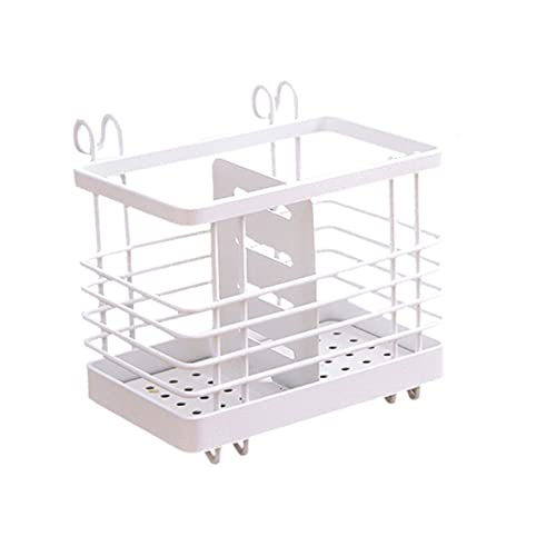 Yalych Utensil Caddy Kitchen Storage Shelf Multifunctional Spoon Fork Knief Chopstick Double Layer Holder Tableware Organizer Drain Rack Accessories Pen Holder ( Color : White )