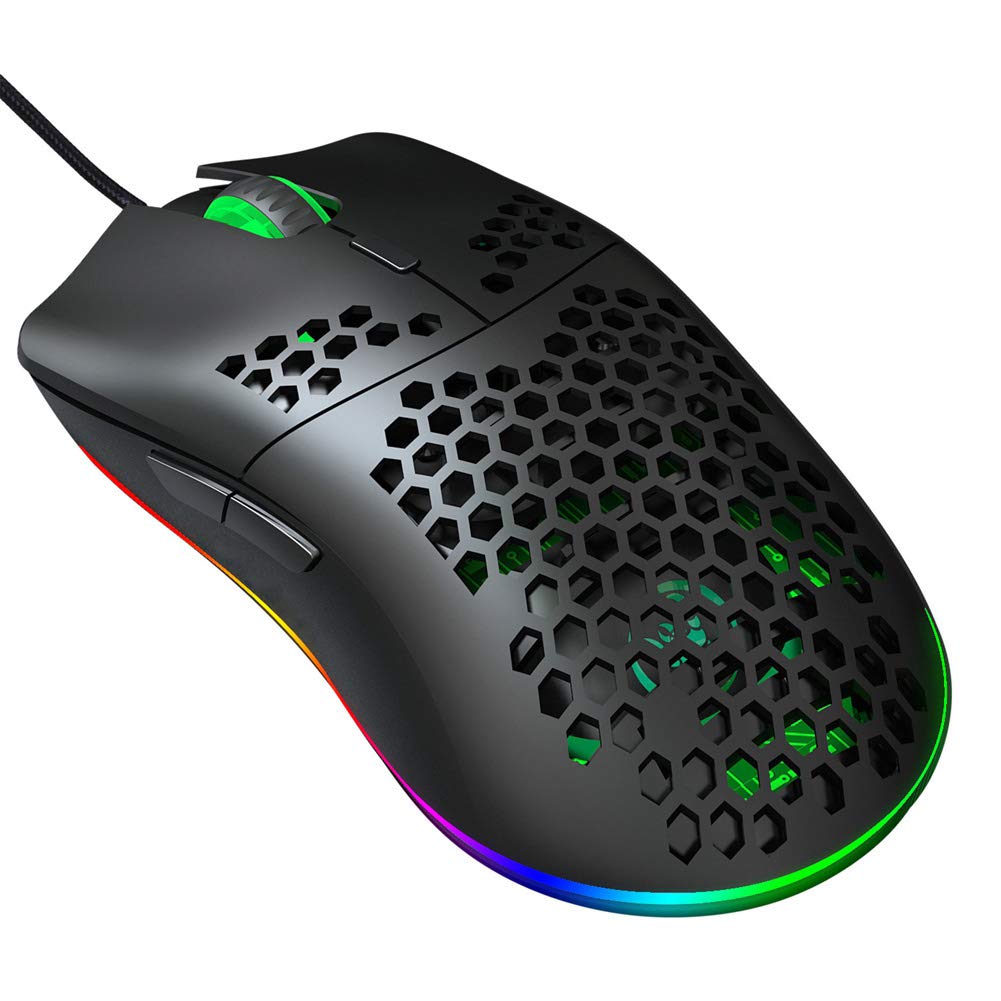 FAMKIT HXSJ J900 Hole Mouse 6-Key Wired Gaming Mice Macro Programming RGB Lighting PC Accessory