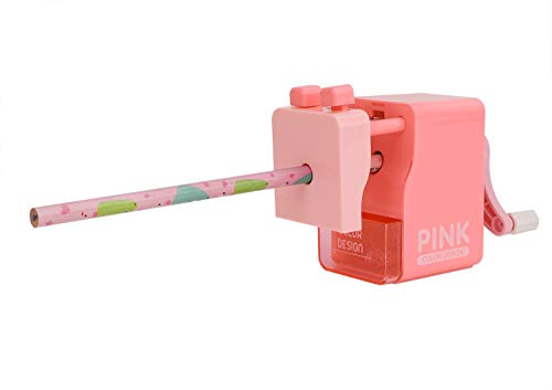 Manual Pencil Sharpener Hand Crank Pencil Sharpener for School,Classroom,Office,Time-Saving and Portable,Kid Friendly(Pink, Manual)