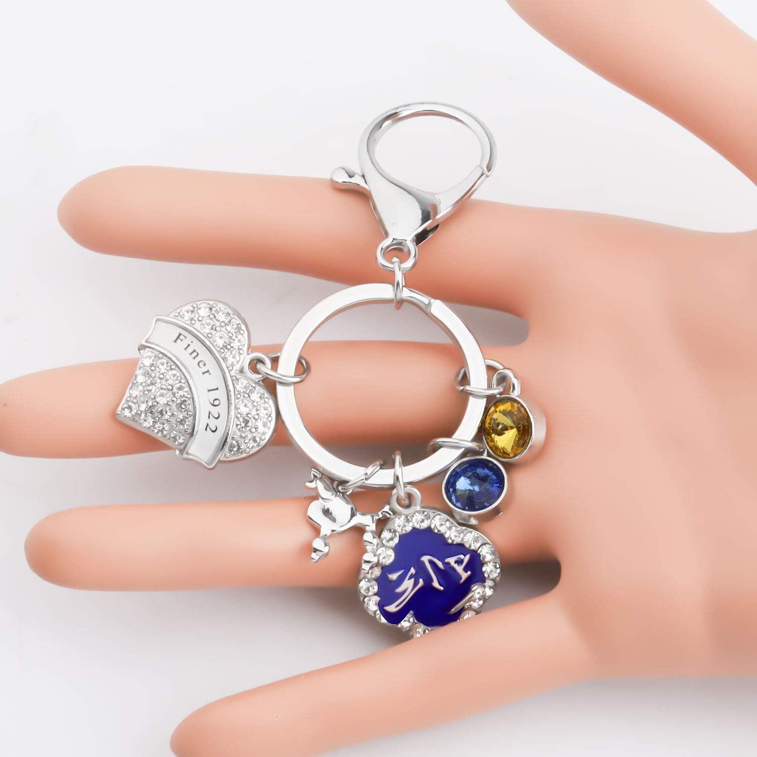 UJIMS SigmaRho Inspired Sorority Jewelry SigmaRho Poodle Plush Ball Charm Keychain Greek Gift (Finer 22 Zipper)