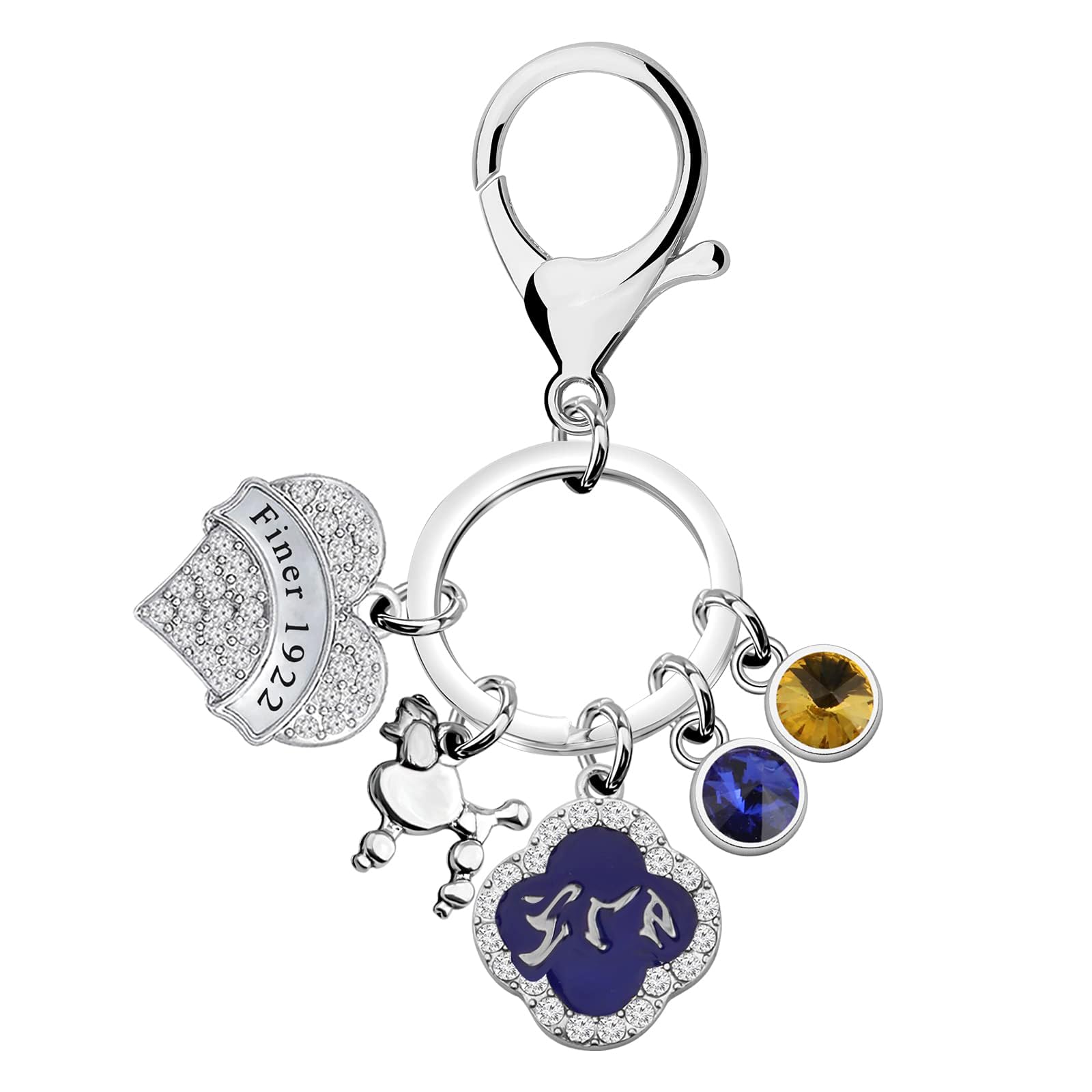 UJIMS SigmaRho Inspired Sorority Jewelry SigmaRho Poodle Plush Ball Charm Keychain Greek Gift (Finer 22 Zipper)