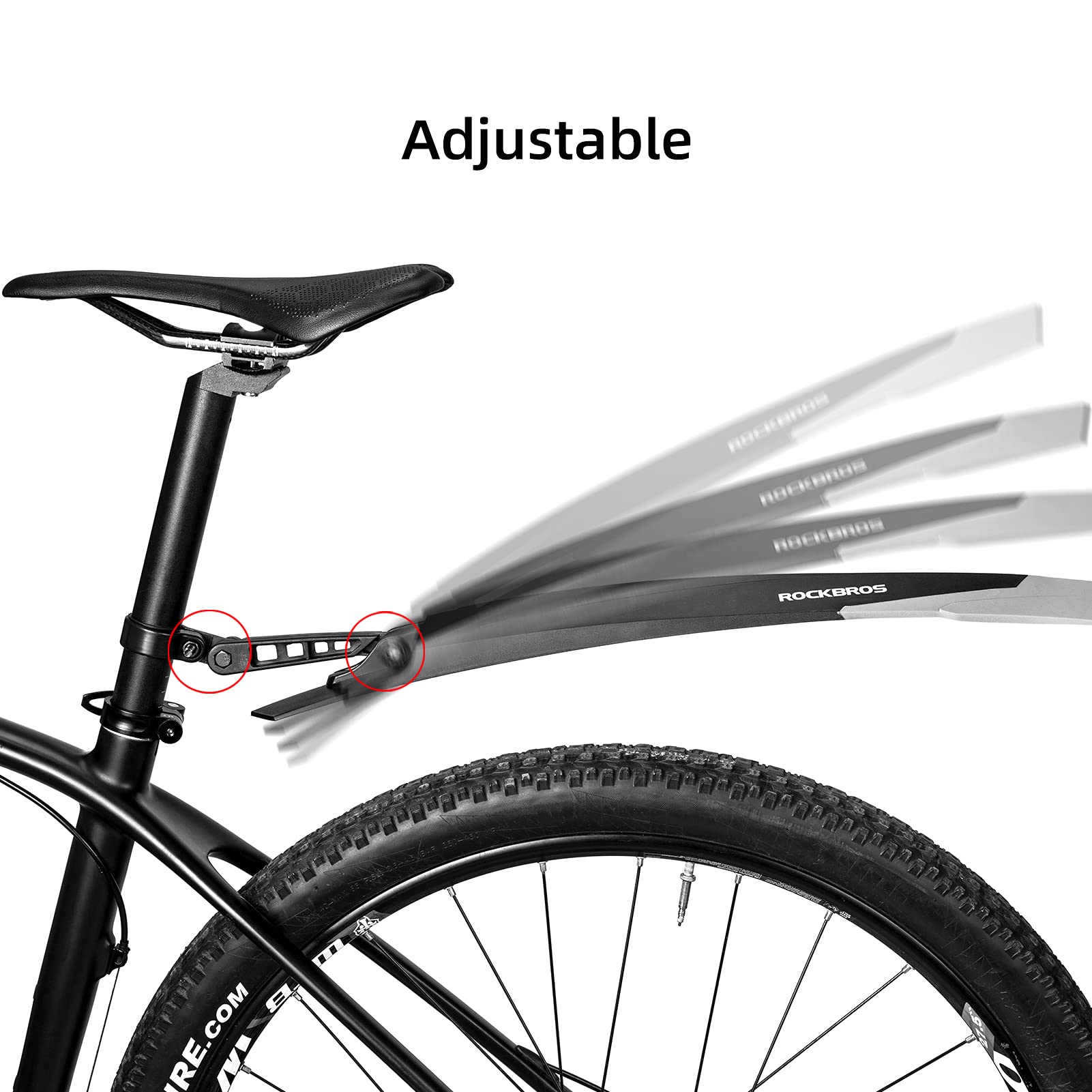 ROCKBROS Bike Fender Adjustable MTB Mudguard Front/Rear Fender Cycling Fenders Set Protector Bike Guards