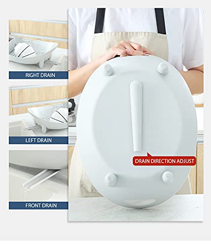 SERENITA Dish Drying Rack. Oval Compact Size Drainer with Utensil Holder. Kitchen Counter Cabinet (White 16.5")