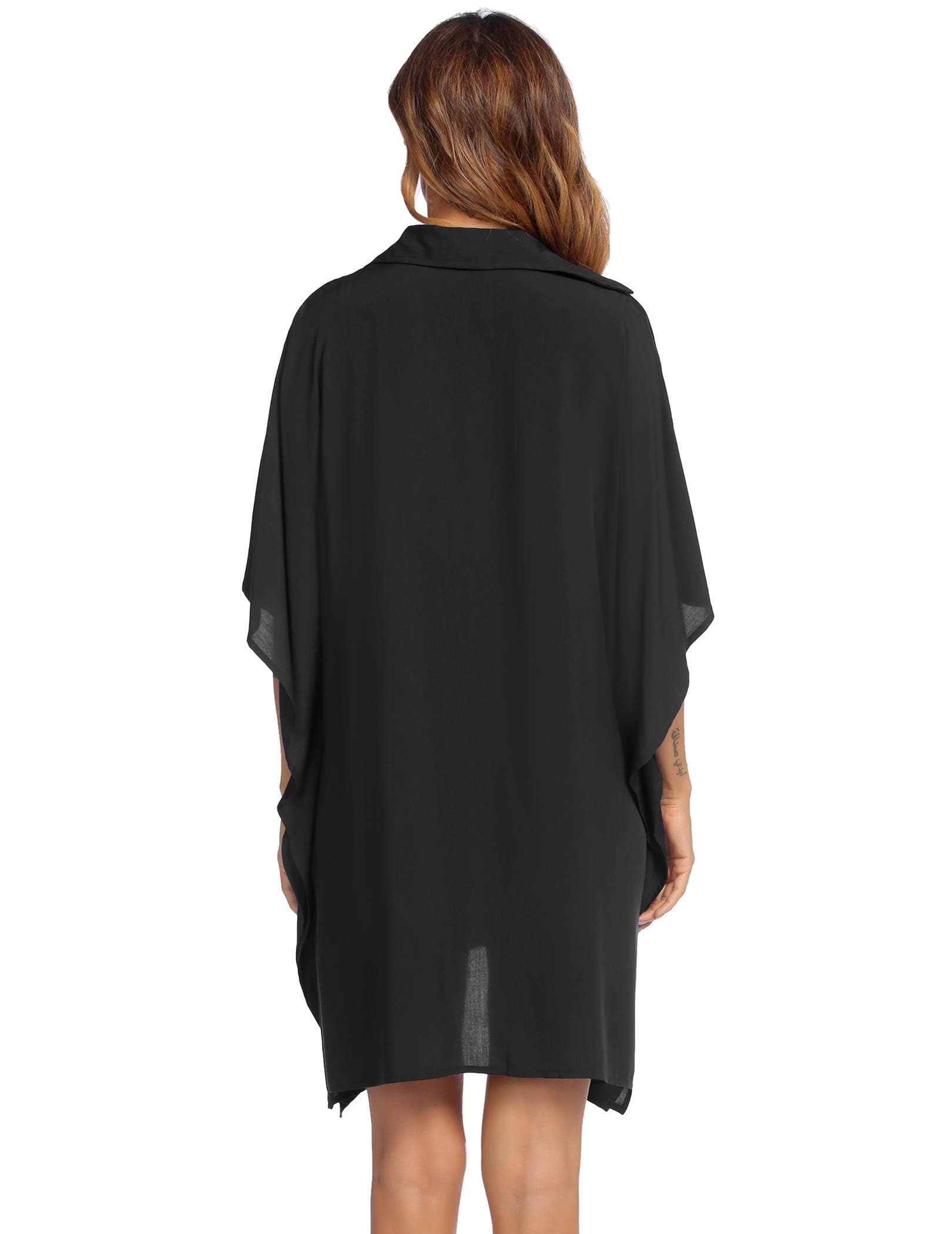 Ekouaer Women's Cover Up Button Down Coverup Shirt Bathing Suit Cover up Beachwear,Small