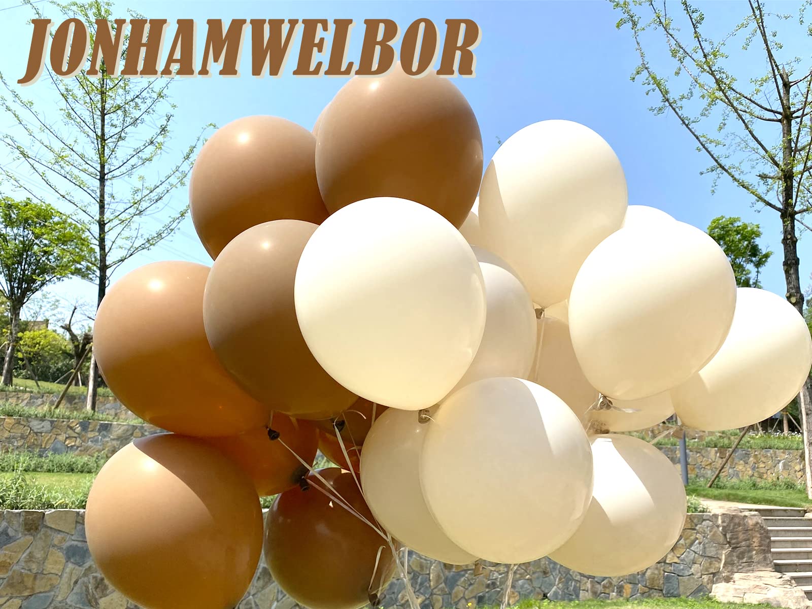 Jonhamwelbor Light Brown Balloons 12 inch 100 Pack Coffee Brown Matte Mocha Caramel Helium Latex Balloons for Birthday Baby Shower Wedding Decorations