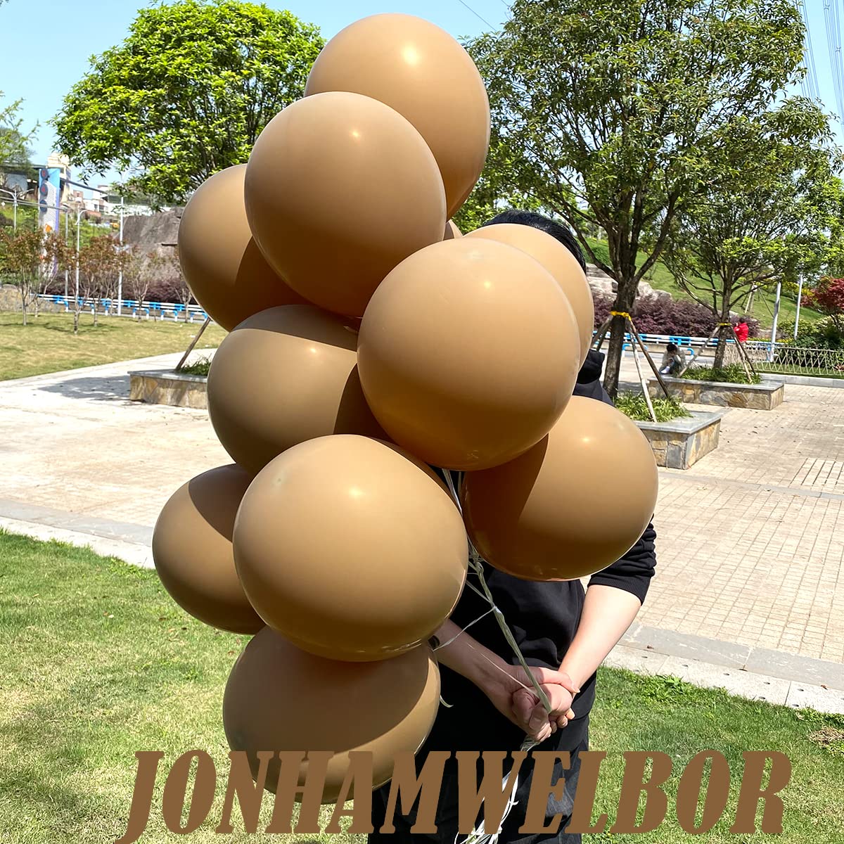 Jonhamwelbor Light Brown Balloons 12 inch 100 Pack Coffee Brown Matte Mocha Caramel Helium Latex Balloons for Birthday Baby Shower Wedding Decorations