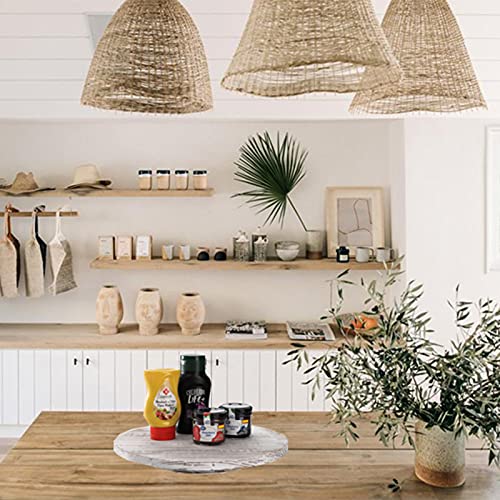 TOPZEA 13 Inch Wood Lazy Susan Turntable, Rotating Vintage Rustic Kitchen Turntable Tray for Pantry Cabinet Table Counter Top, White