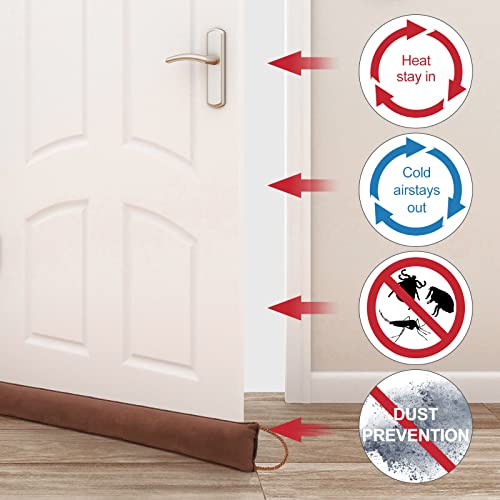 CIMA 36" Weighted Under Door Draft Stopper, Bottom Door Seal Sound Wind Blocker Weather Stripping (Brown, 36 inch, 2.0 LBS)